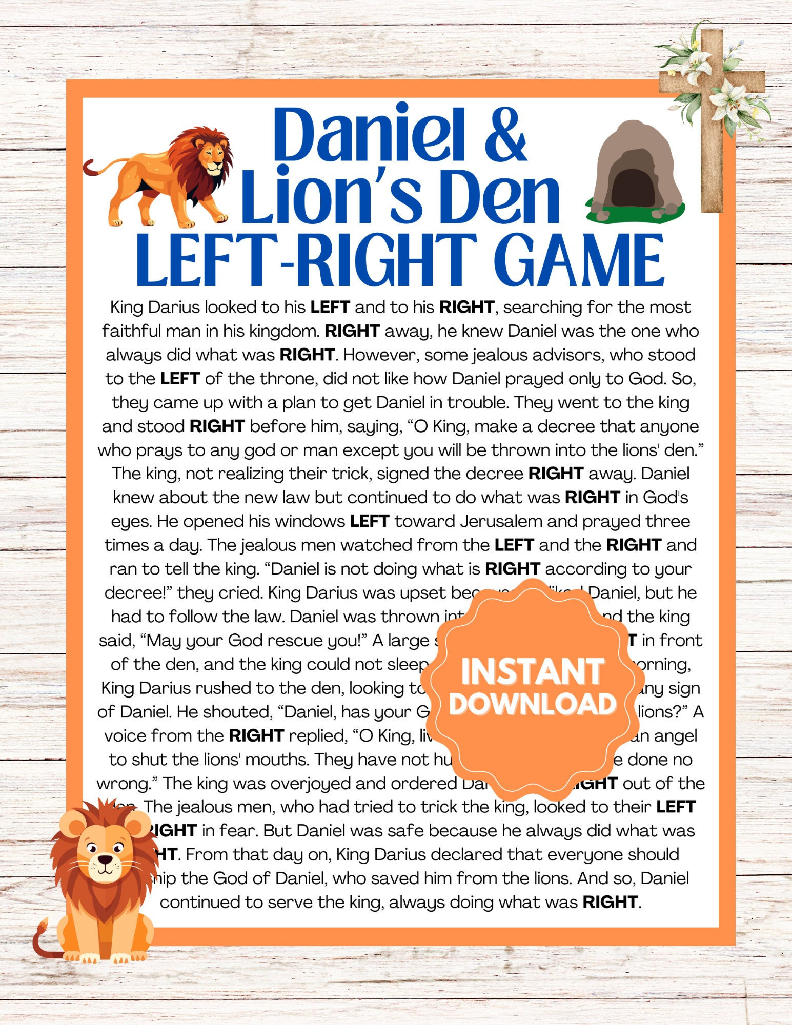 Bible Left-right Game L Daniel & Lion's Den Game L Sunday School Church ...