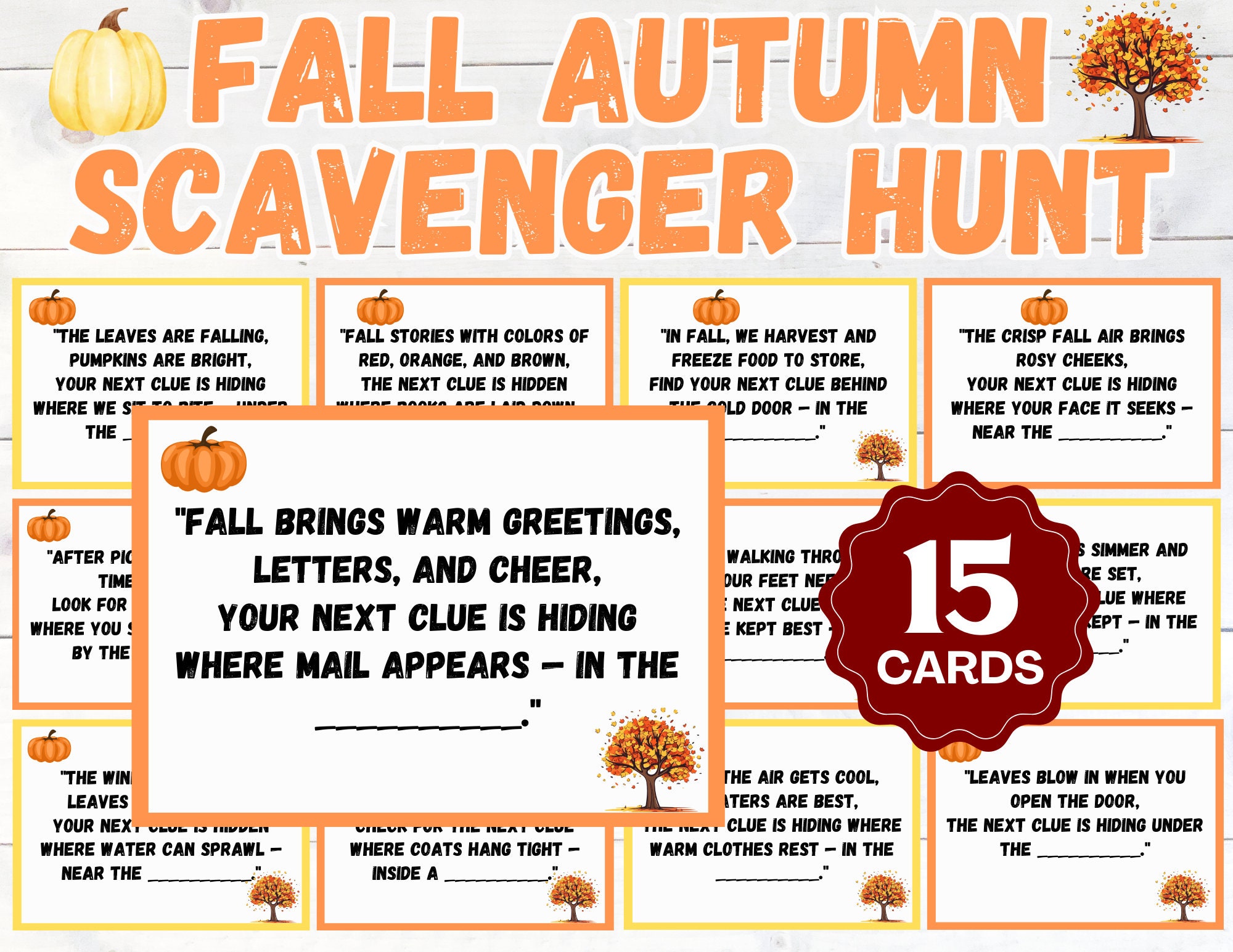 Fall Scavenger Hunt | Fall Party Games | Fall Printable Games | Autumn ...