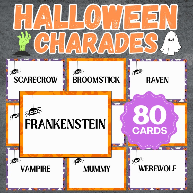 Halloween Charades | Act It or Draw It Halloween Game | Halloween ...