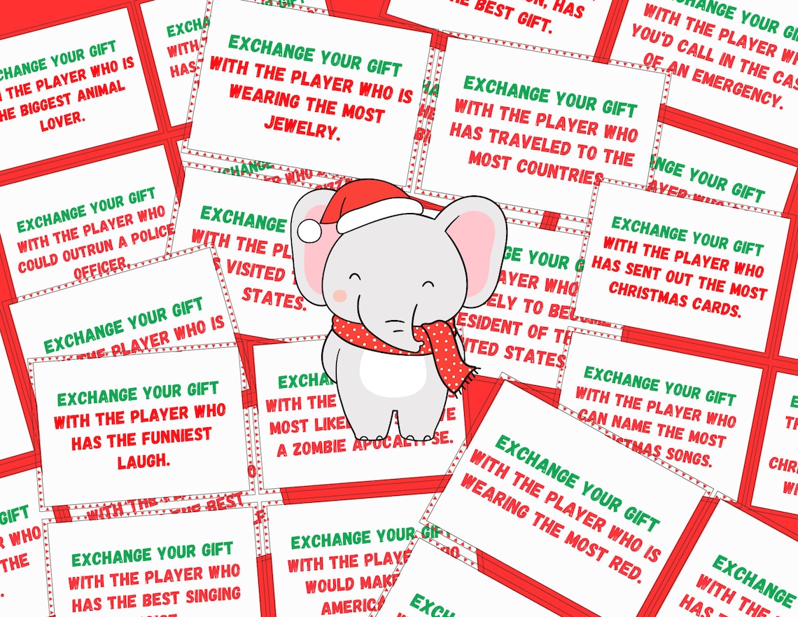 White Elephant Game | Christmas White Elephant Cards | Christmas Gift ...