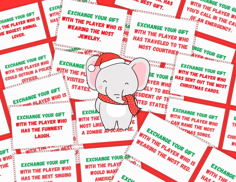 White Elephant Game | Christmas White Elephant Cards | Christmas Gift ...