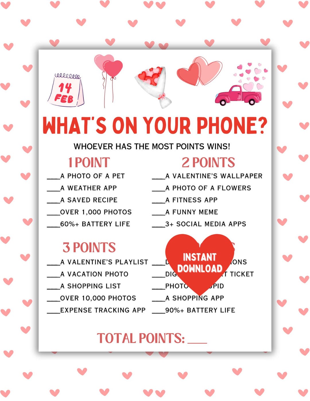 Valentine's Phone Game What's on Your Phone Valentine's Printable Adult ...