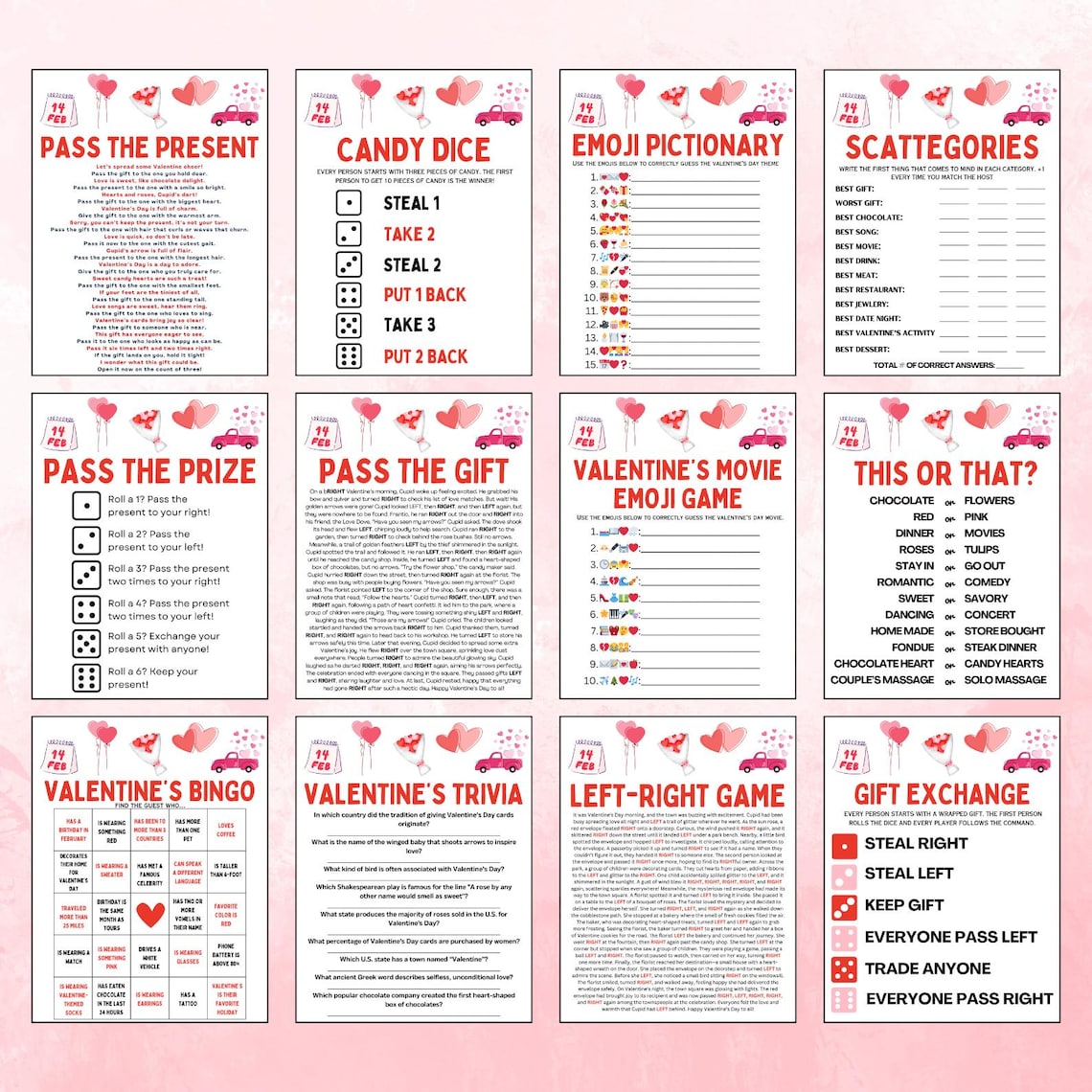 Valentine's Game Bundle | 40 Valentine's Party Games | Printable ...