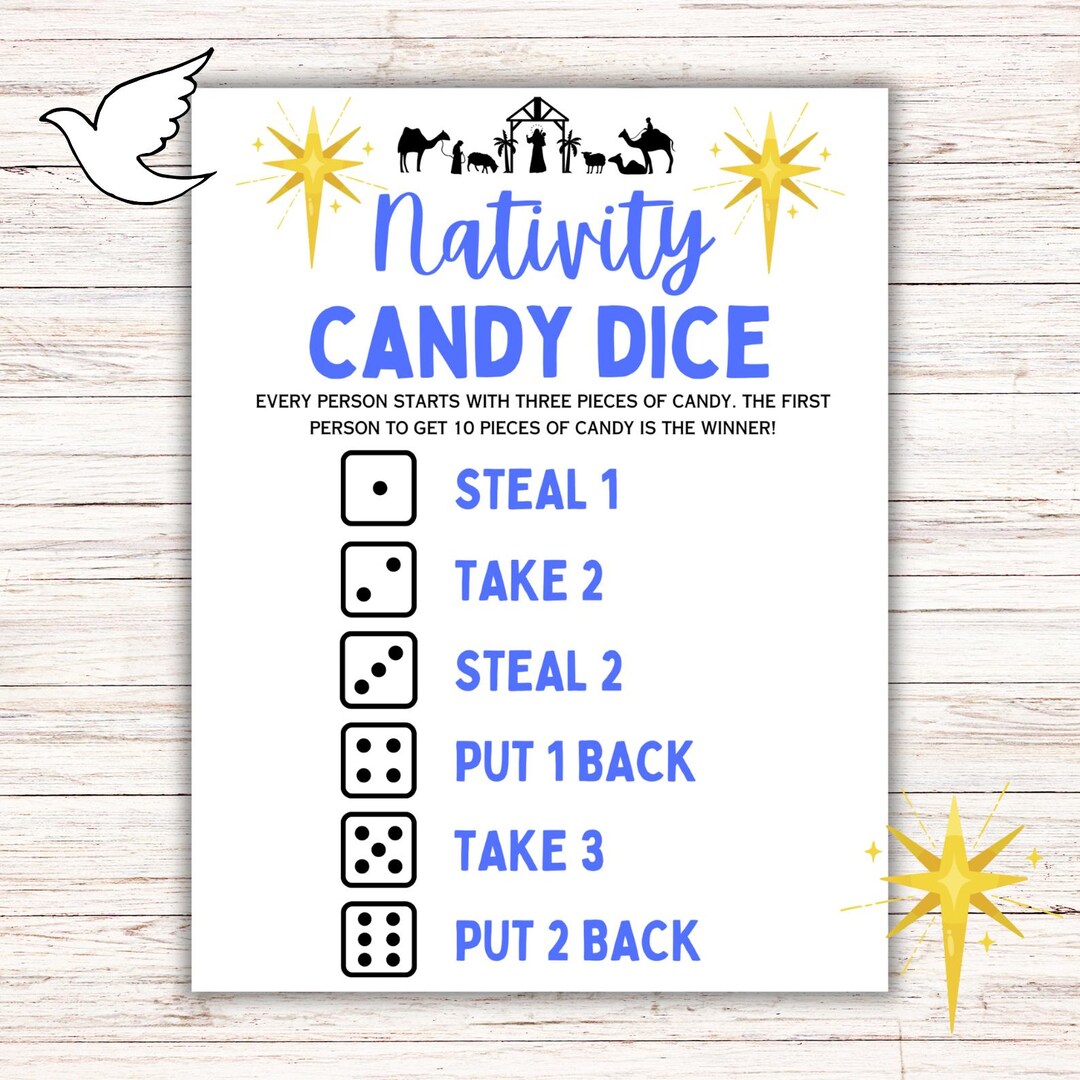 Bible Candy Dice Fun Bible Games Christmas Bible Games Nativity Games ...