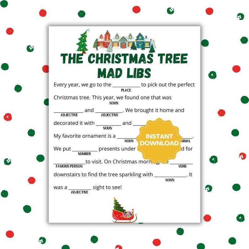 Christmas Mad Libs Christmas Party Games Printable Christmas Mad Libs ...
