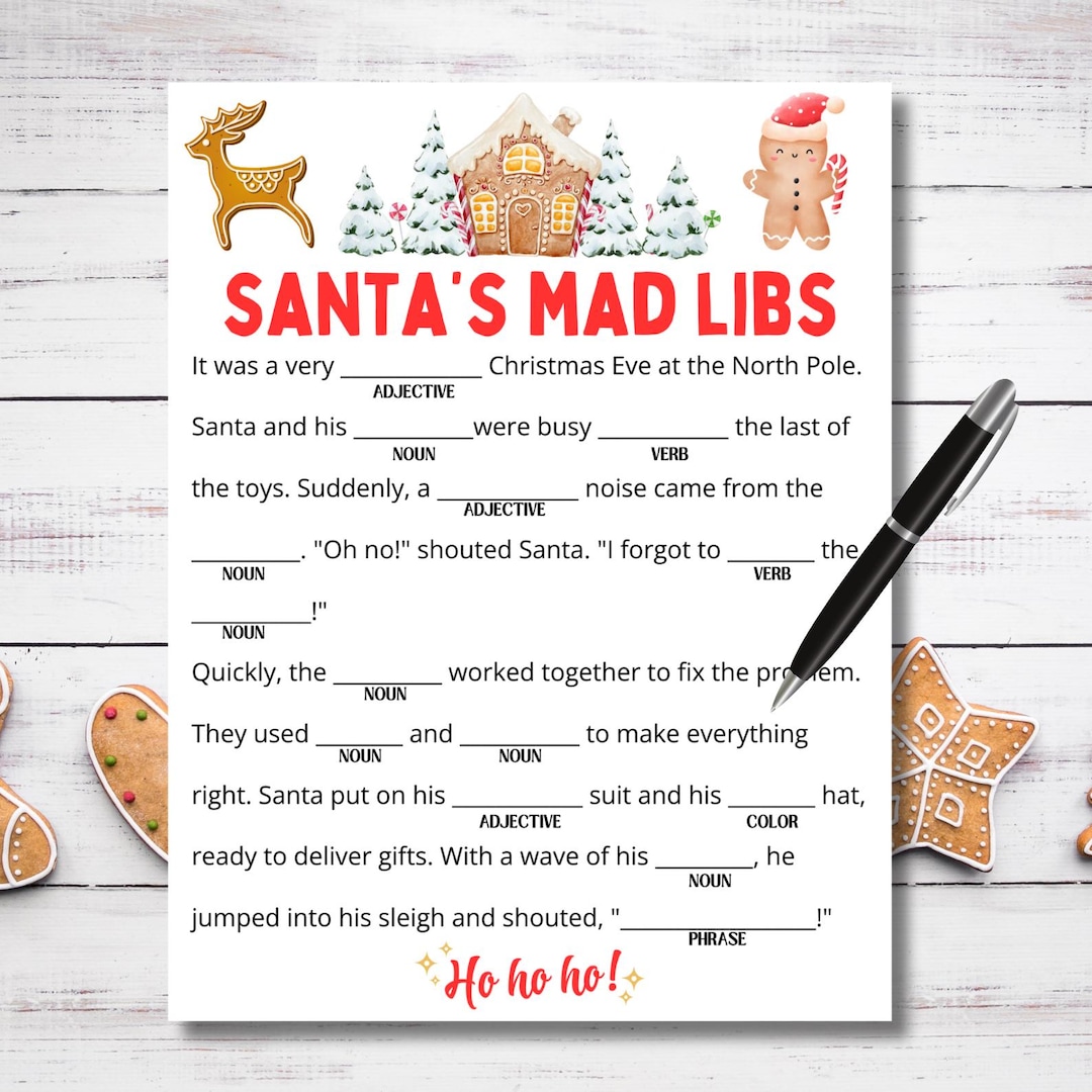 Santa Mad Libs Christmas Games Christmas Libs Game Printable Christmas ...