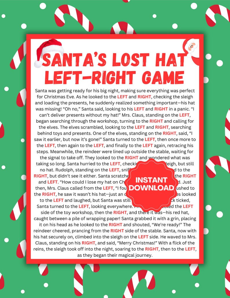 Left Right Christmas Game | Santa's Lost Hat | Left Right Christmas ...