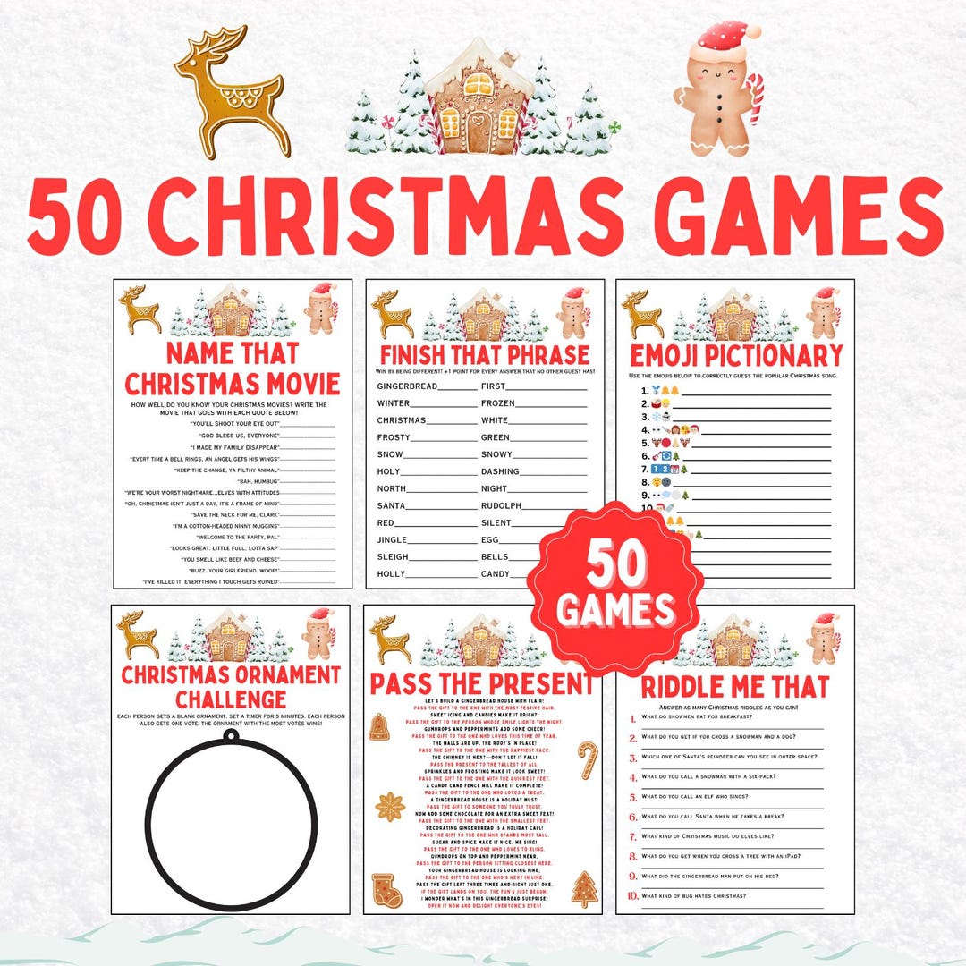 50 Christmas Game Bundle | Christmas Party Games | Printable Christmas ...