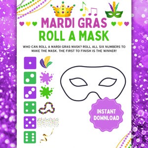 Mardi Gras Roll Game L Fun Mardi Gras Game L Printable Mardi Gras Game ...