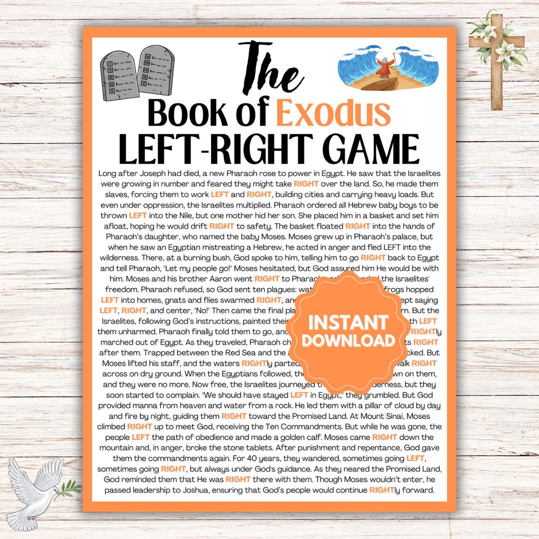 Exodus Bible Game L Bible Left-right Game L Sunday School Church Games ...