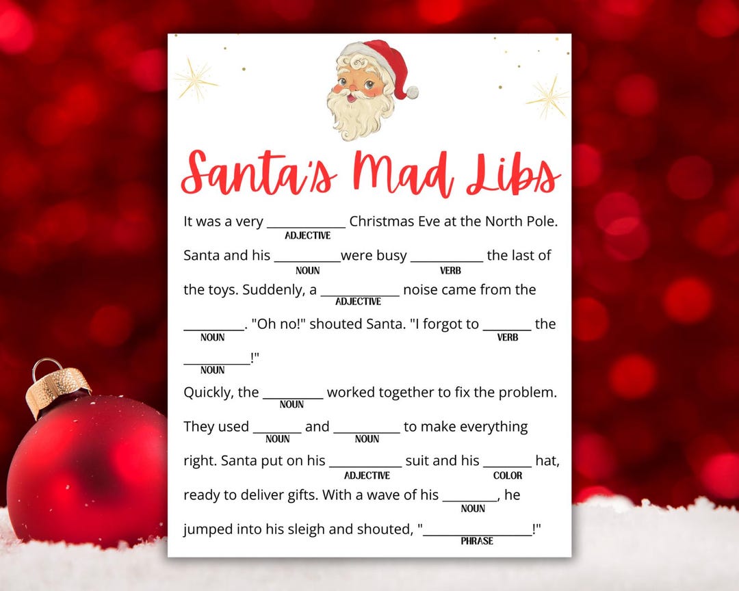 Santa Mad Libs Game Christmas Party Games Funny Christmas Games ...
