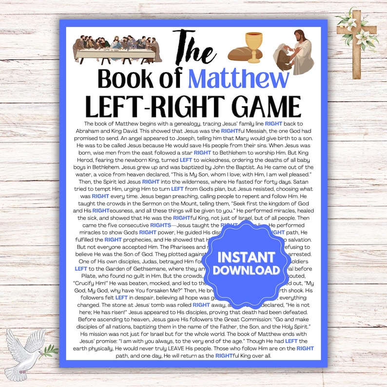 Matthew Bible Game L Bible Left-right Game L Sunday School Church Games ...