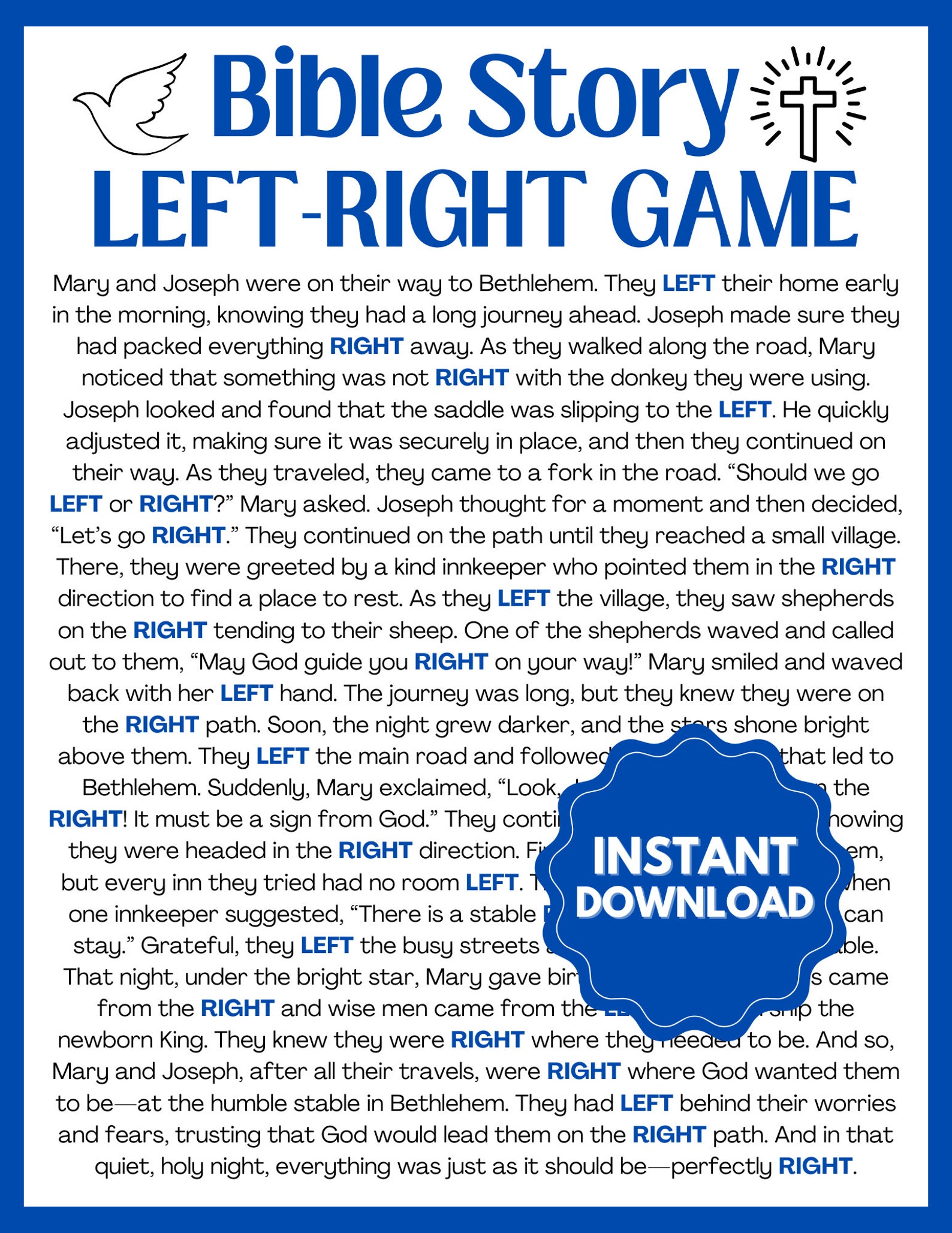 Bible Left Right Game L Sunday School Church Games L Left-right Bible ...