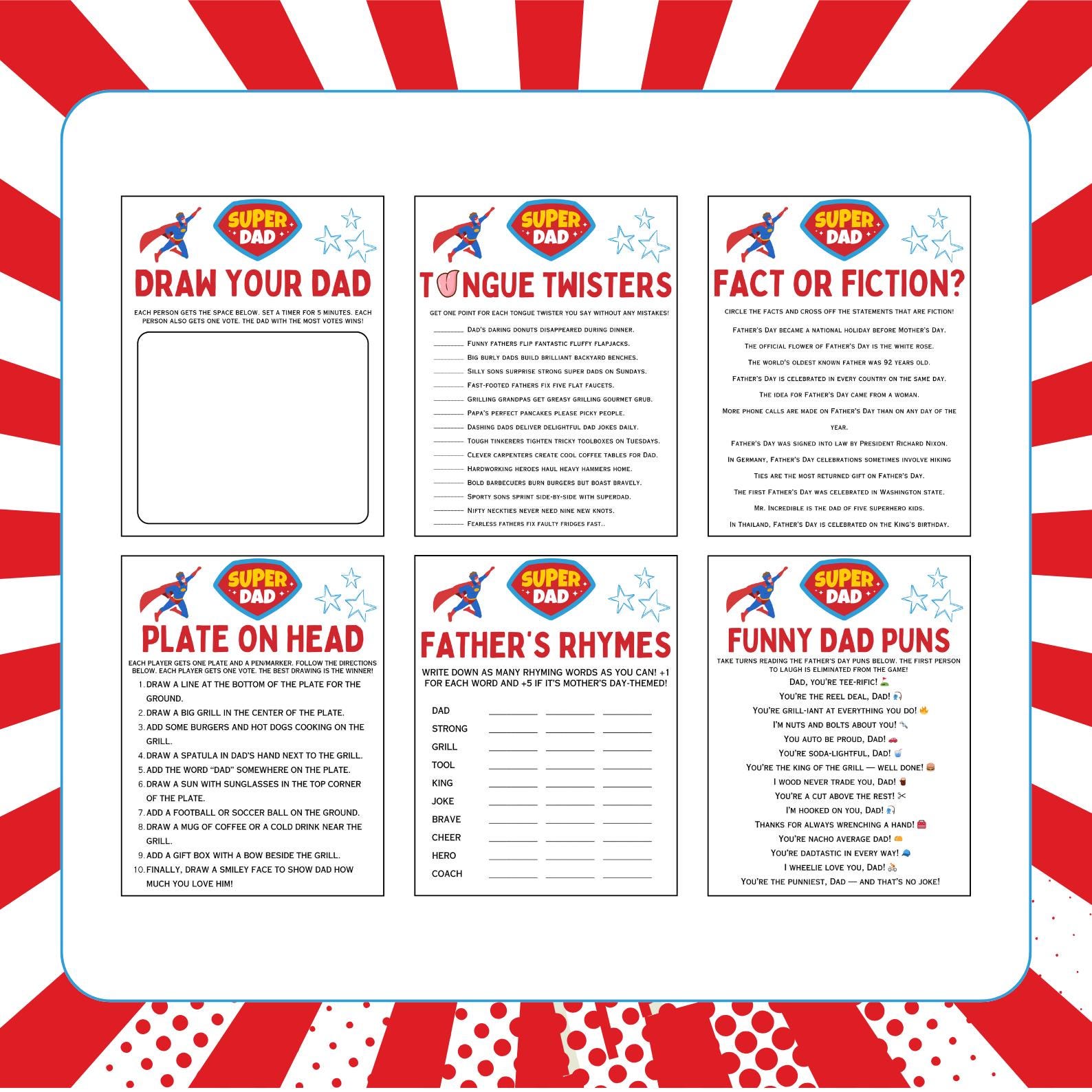Super Dad Father's Day Game Bundle | 30 Father's Day Games | Printable ...