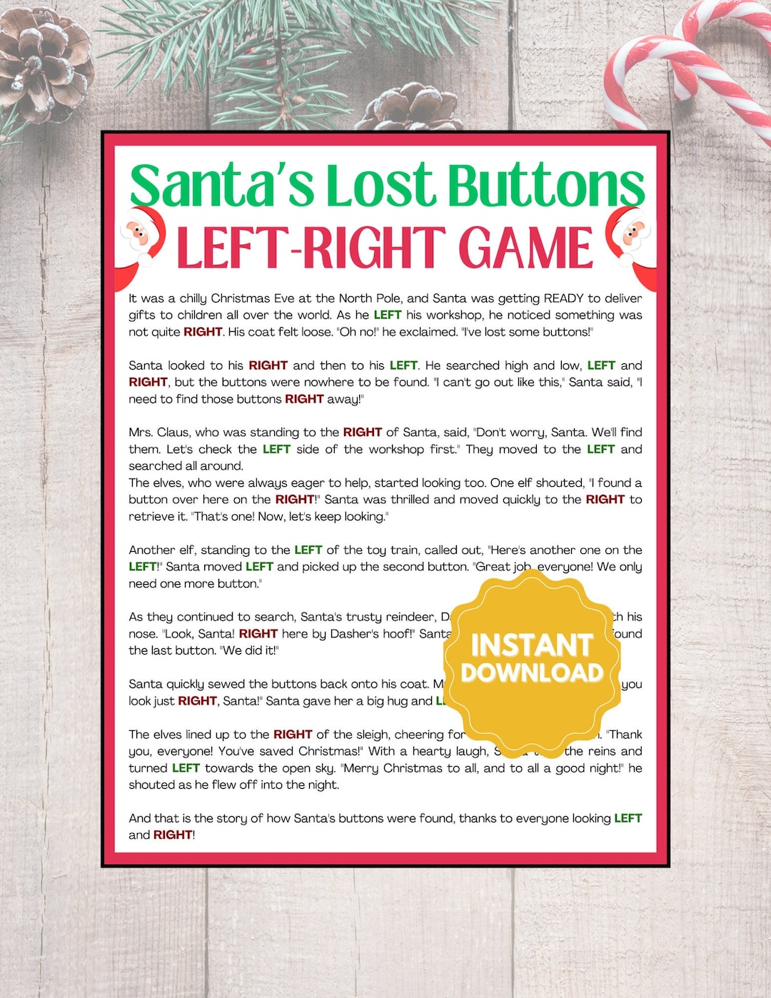Santa's Lost Buttons Left Right Game | Left Right Christmas Game | Left ...