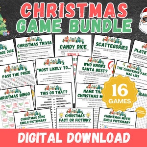 Printable Christmas Game BUNDLE Fun Christmas Games Christmas Party ...