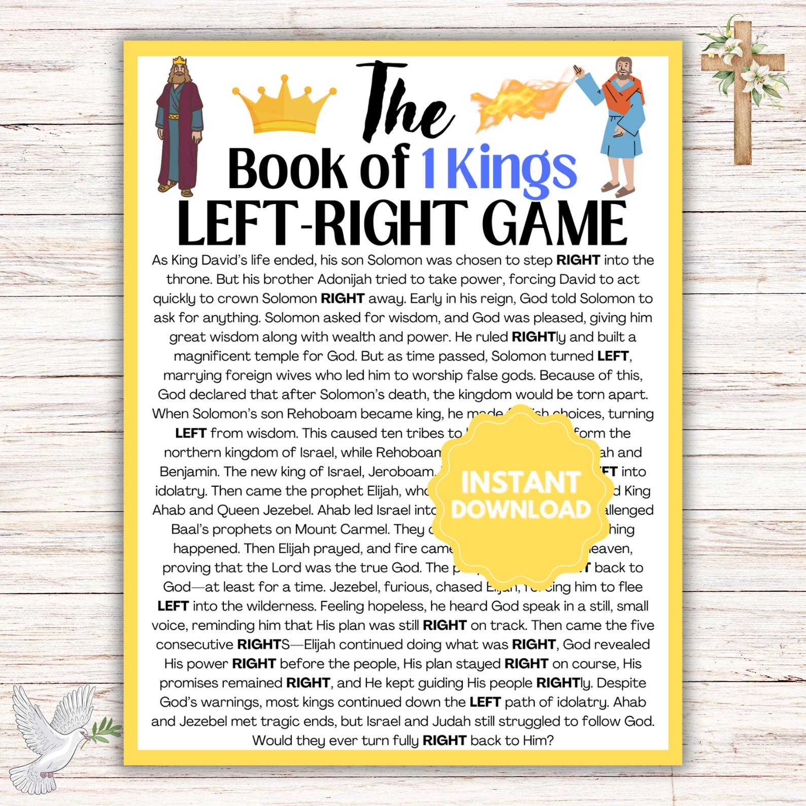 1 Kings Bible Game L Bible Left-right Game L Sunday School Church Games ...