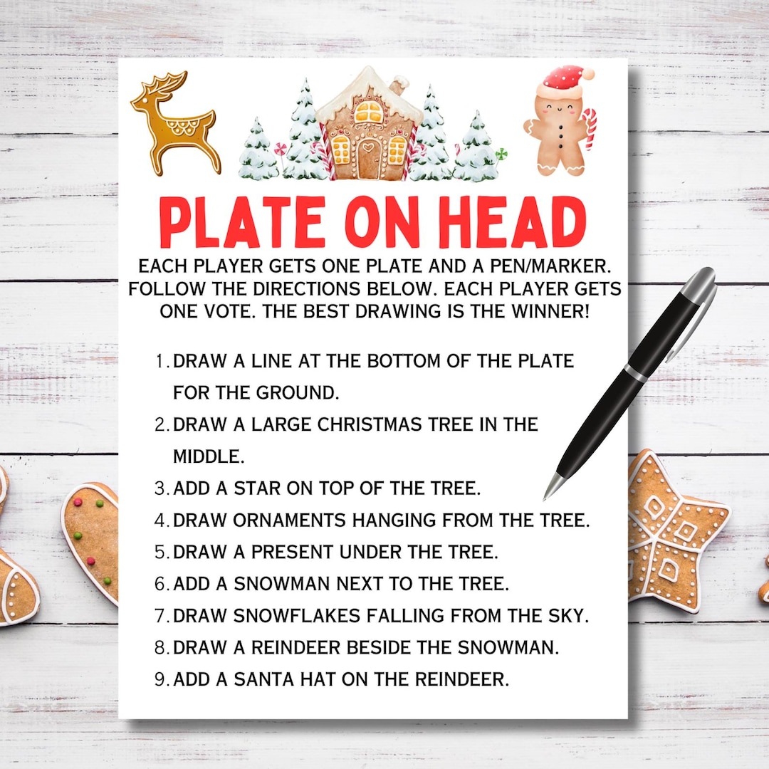 Christmas Plate on Head Game Christmas Party Games Funny Christmas ...