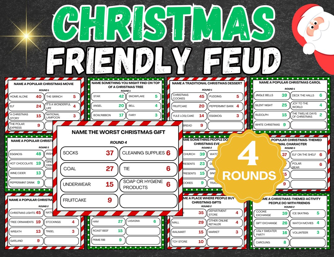 Christmas Friendly Feud Game | Printable Christmas Games | Friendly ...