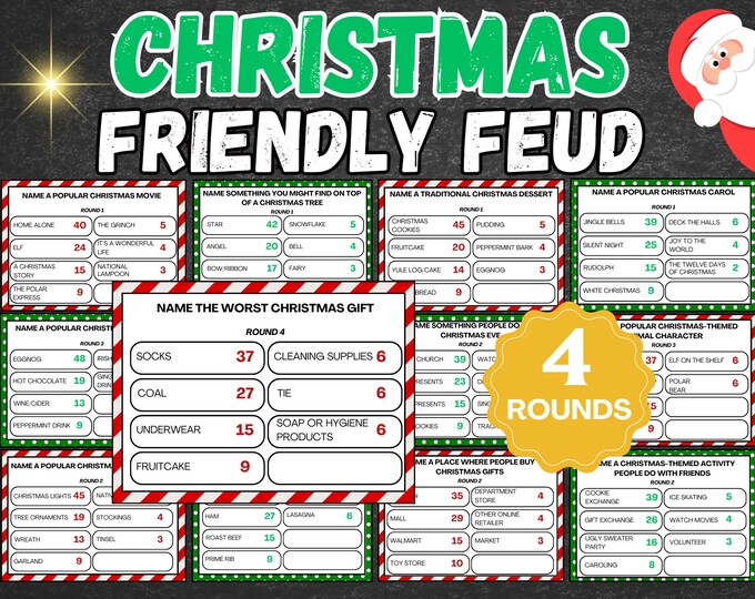 Christmas Friendly Feud Printable Christmas Games Christmas Party Games ...