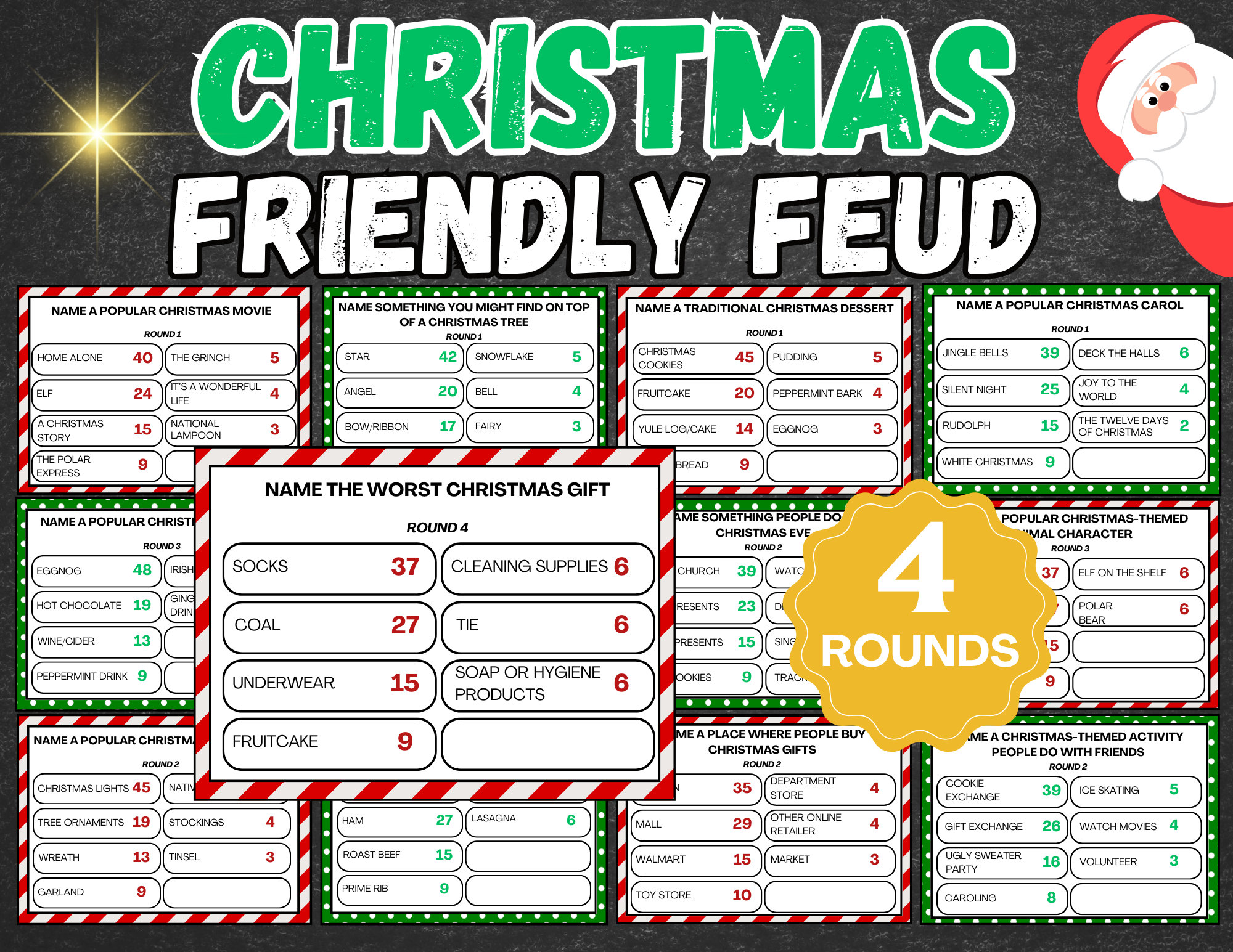 Christmas Friendly Feud Game | Printable Christmas Games | Friendly ...