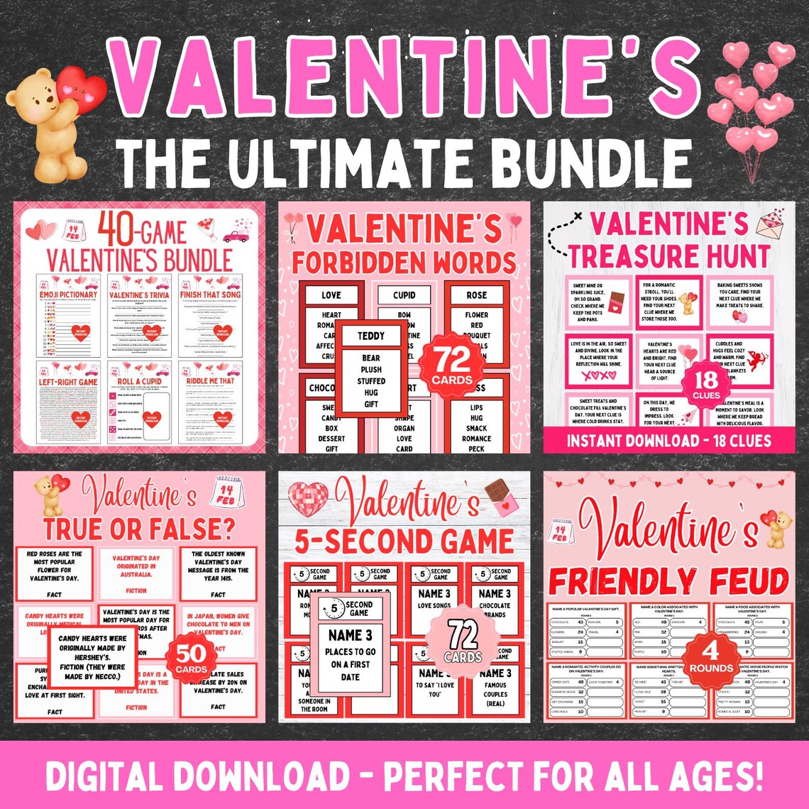 Ultimate Valentine's Games BUNDLE | Printable Valentine's Party Games ...