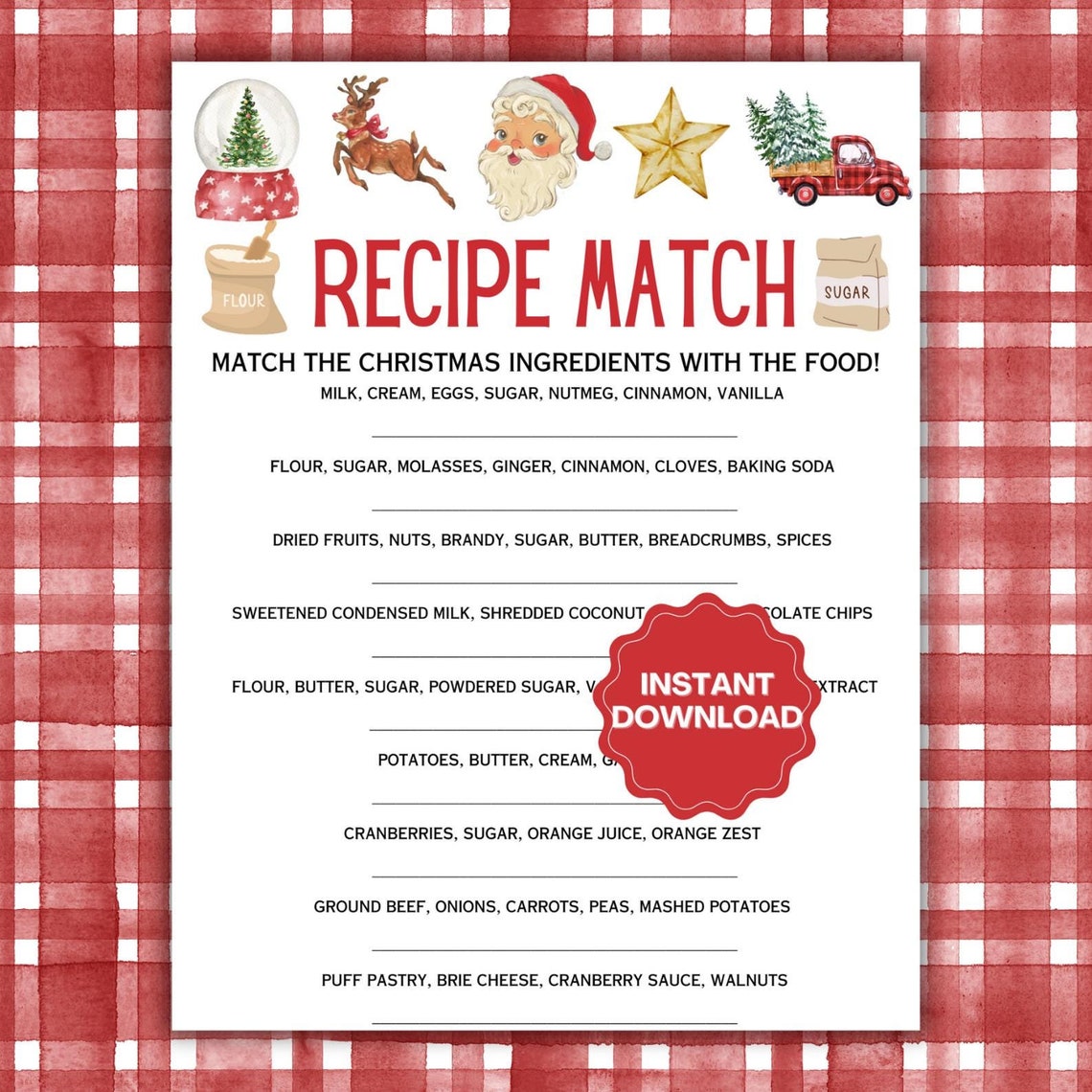 Christmas Recipe Game | Christmas Party Games | Christmas Recipe Match ...