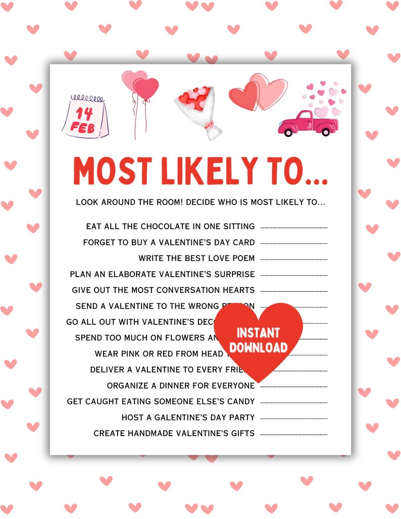 Valentine's Most Likely to | Fun Valentine's Game | Valentine's ...