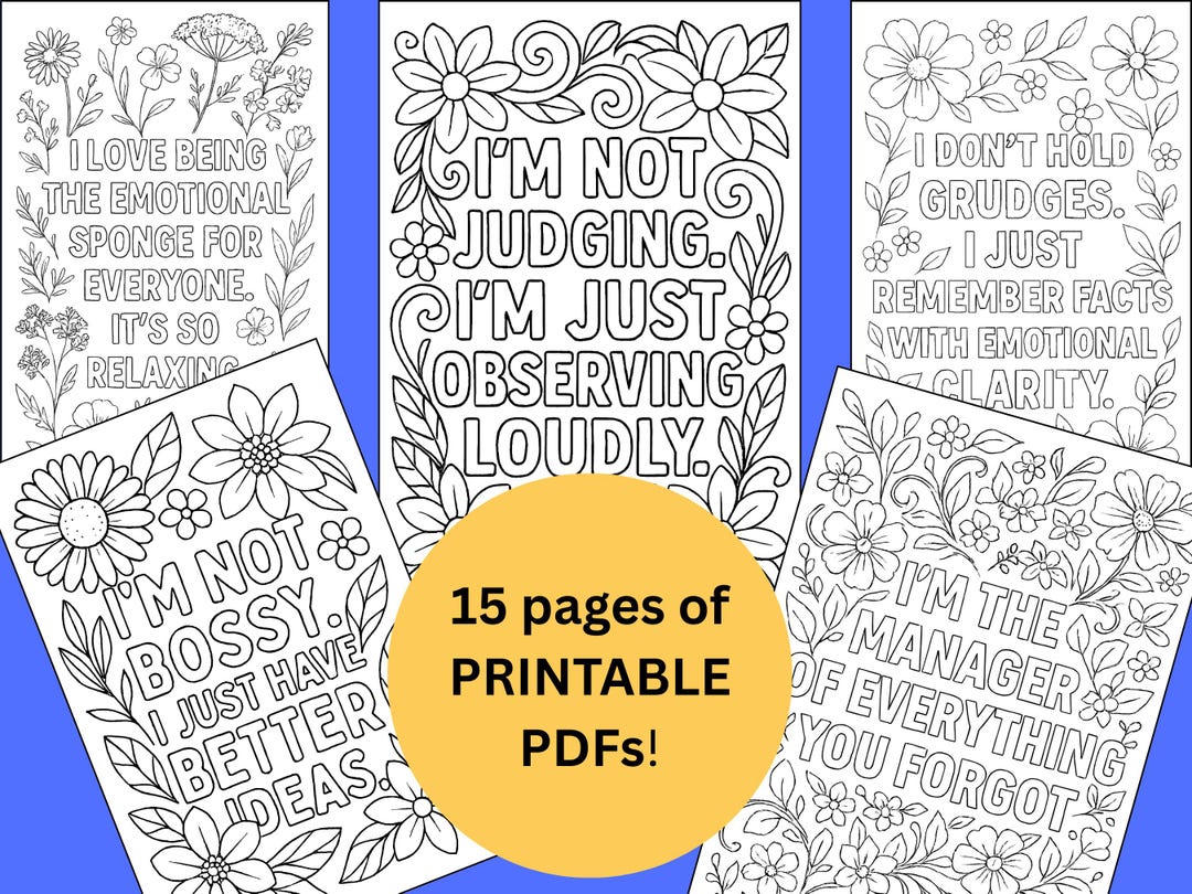 Snarky Coloring Pages for Moms: Therapeutic Designs (digital Download ...