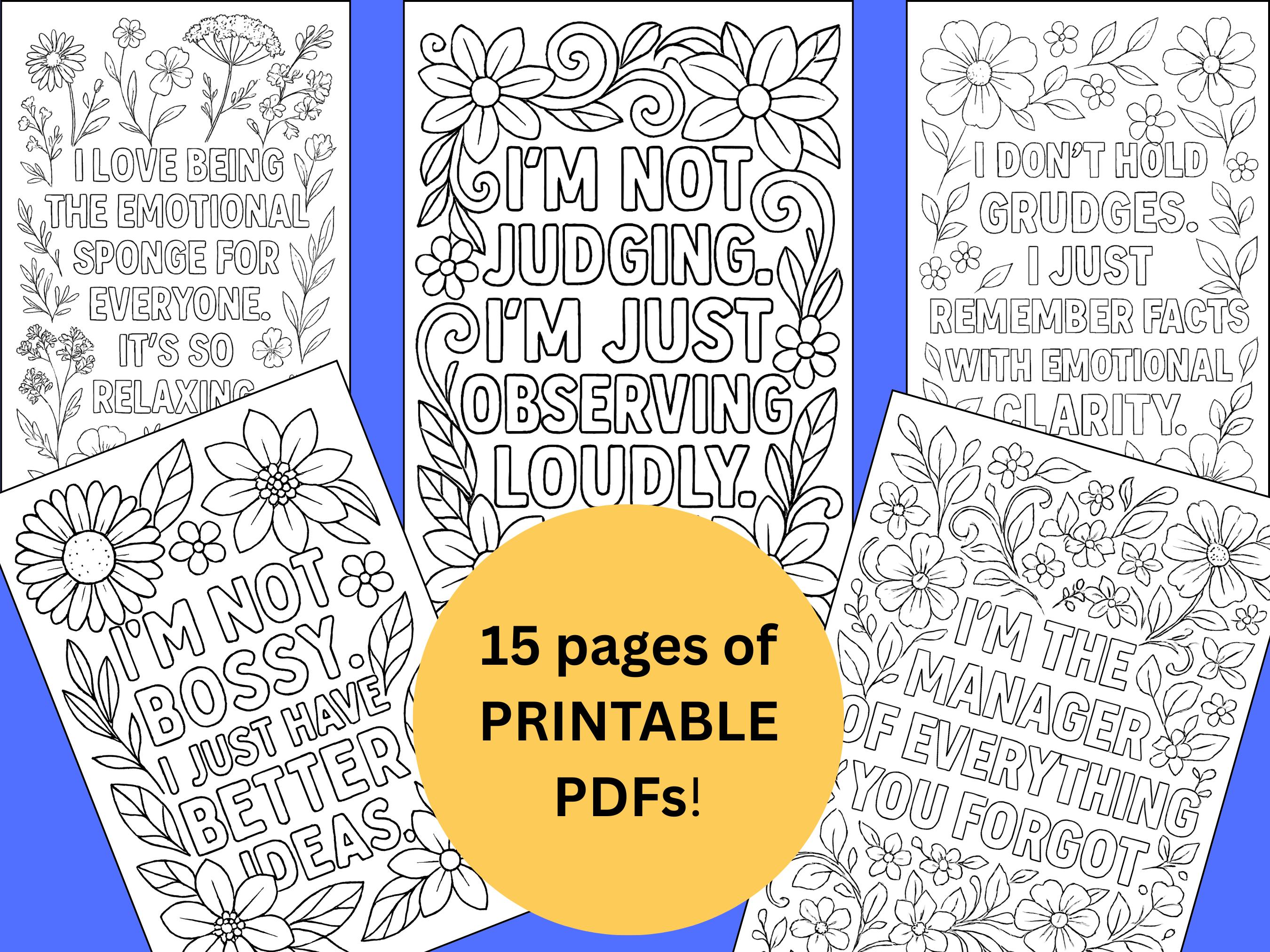 Snarky Coloring Pages for Moms: Therapeutic Designs (digital Download ...