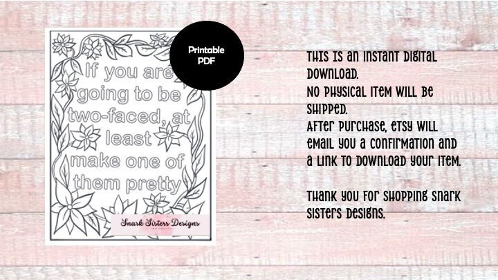 Insults Coloring Page - Two Faced - Etsy