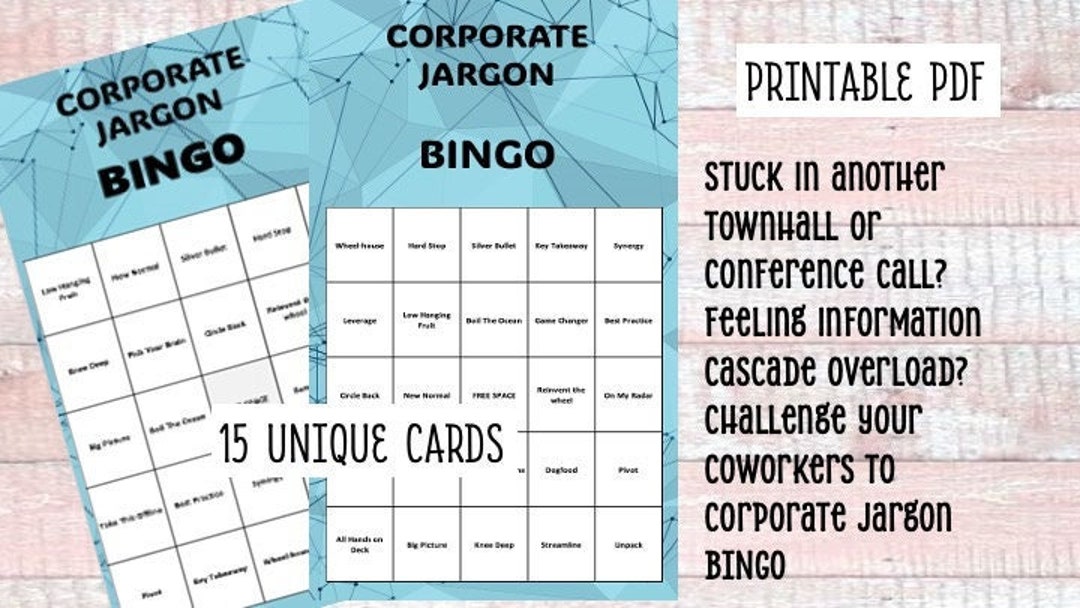 Conference Call Bingo Game: Funny Office Icebreaker (instant Download ...
