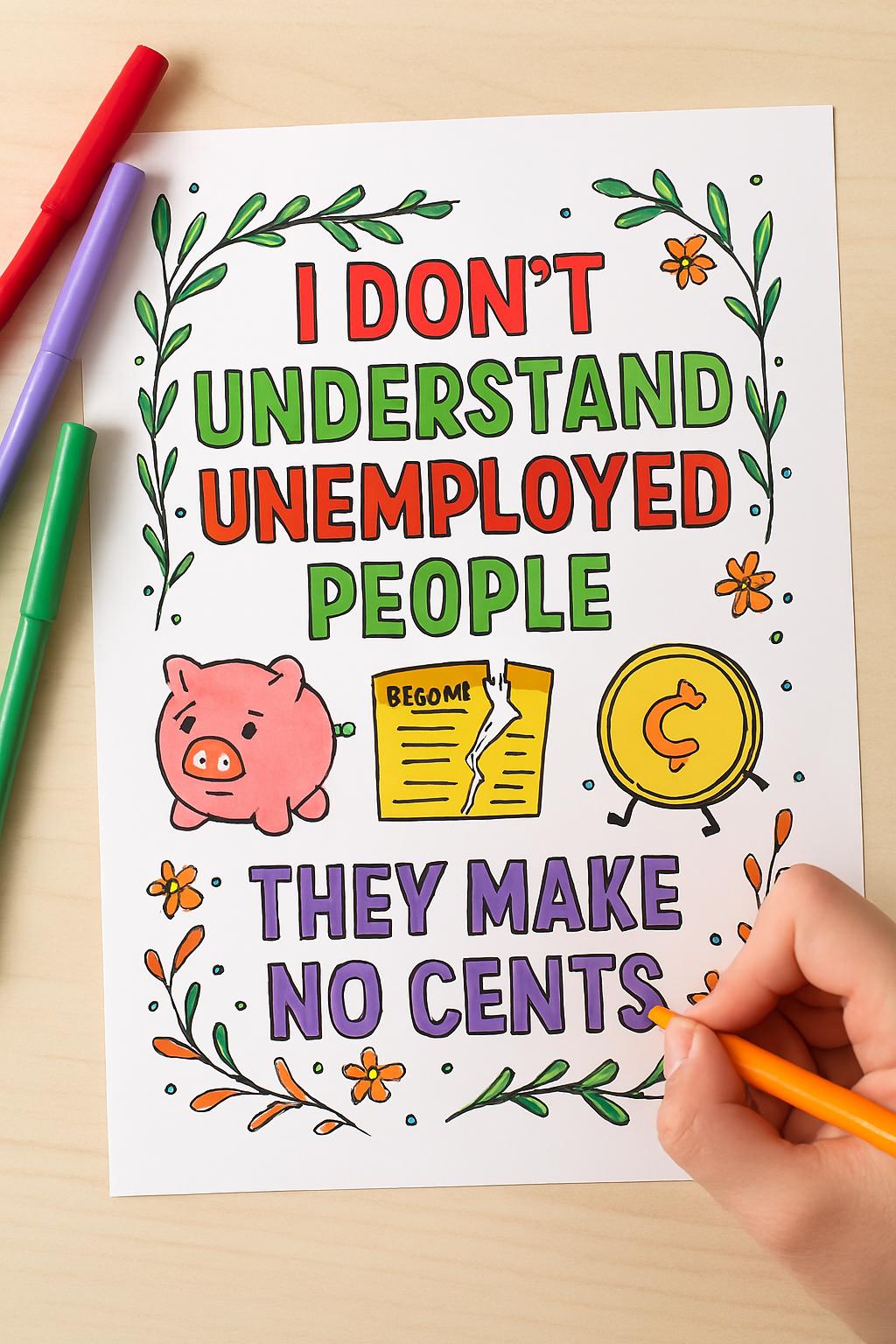 Color Me Jobless -unemployment Coloring Book – 15 Pages Download; Snarky Humor for Jobless Joy ...