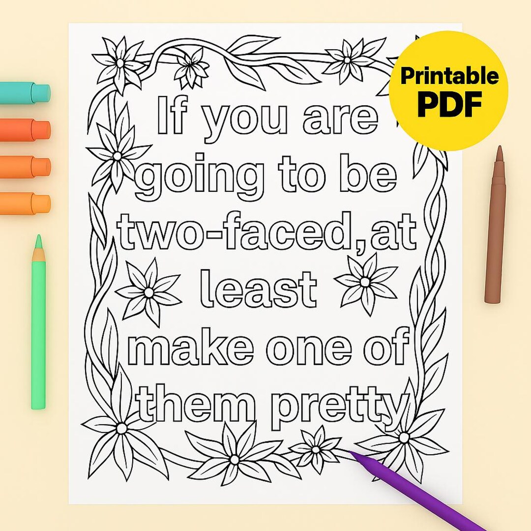 Insults Coloring Page - Two Faced - Etsy