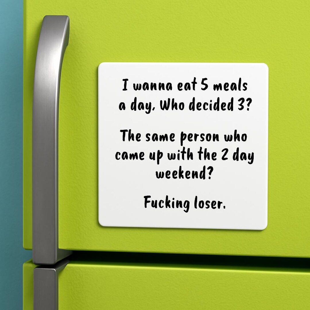 Funny Fridge Magnet - 5 Meals a Day Snarky Quote, Bold Kitchen Humor ...
