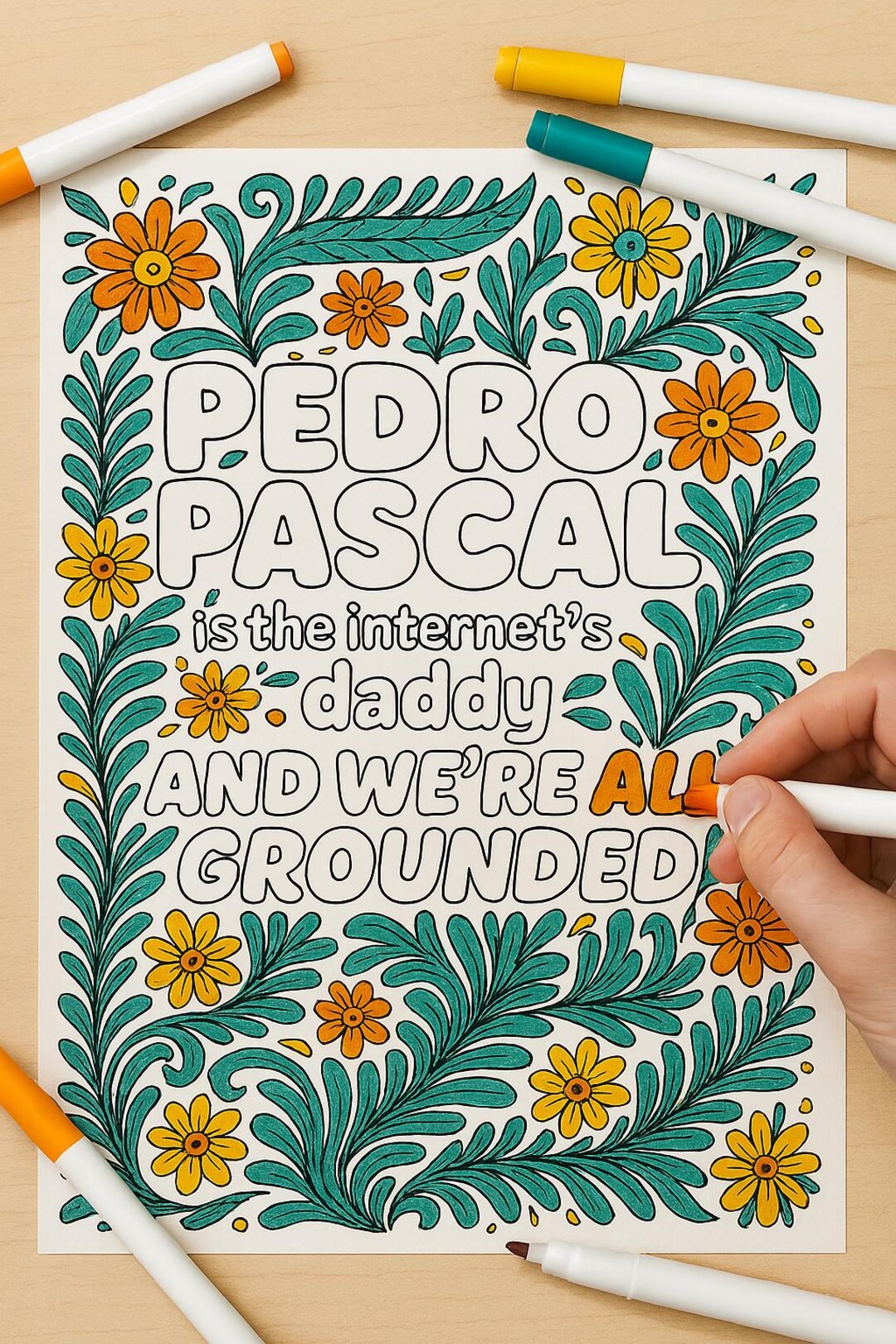 Internet’s Daddy Printable – Pedro Pascal Coloring Sheet for Adults - Etsy