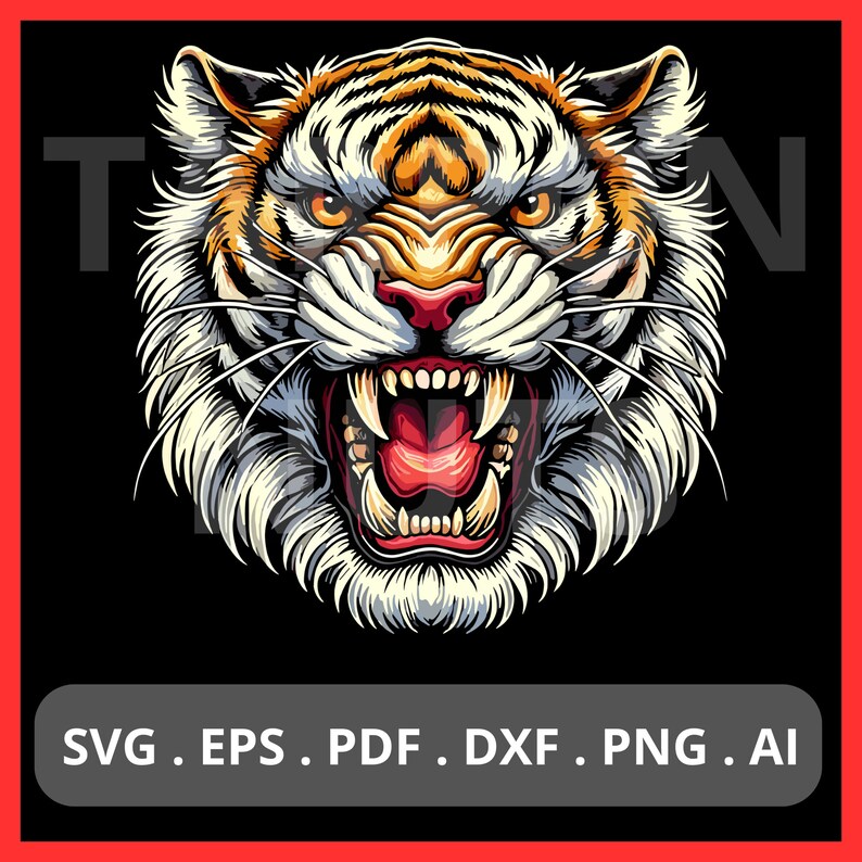 Tiger Head Svg | Tiger Roaring Svg | Tiger Face Vector | Animal Svg ...