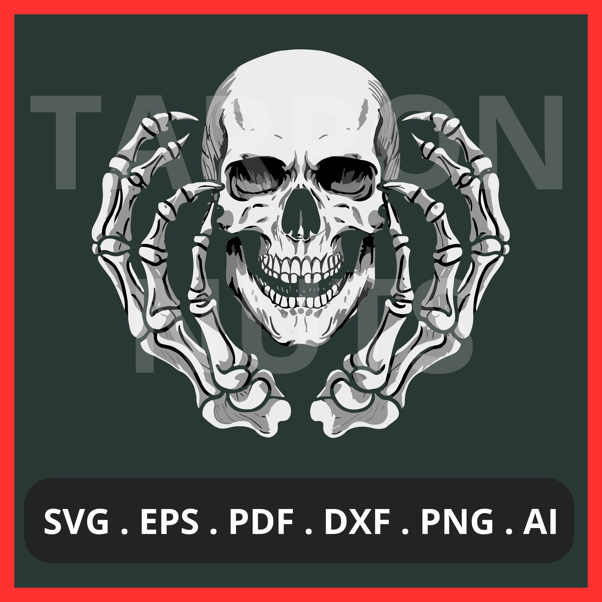 Skull Illustration Svg | Gothic Skull Art | Skeletal Hands Svg | Skull ...