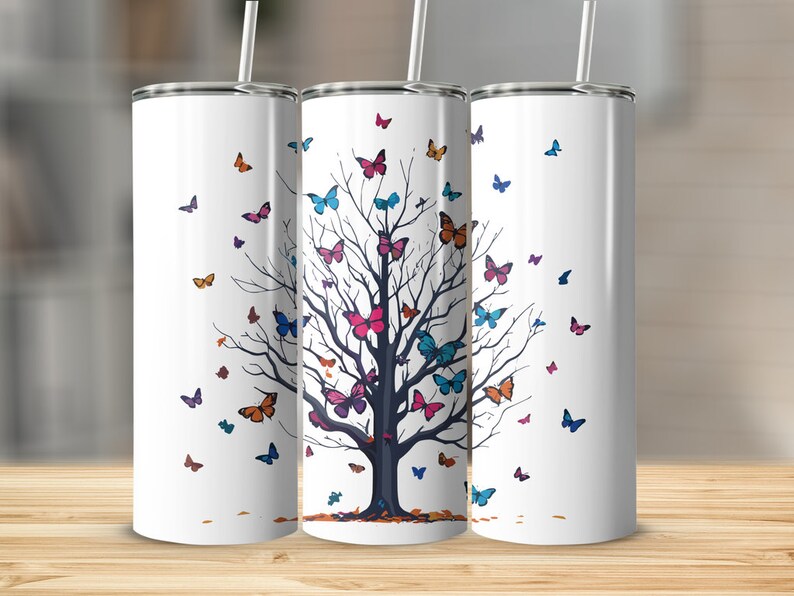 Butterfly Tree Svg | Colorful Butterflies Svg | Bare Tree With ...