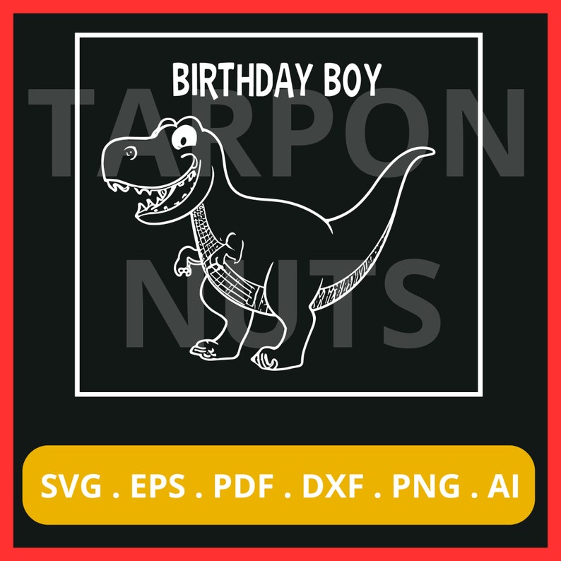 Dinosaur Birthday Svg | Cartoon T-rex Birthday Png | Kids Birthday Svg ...