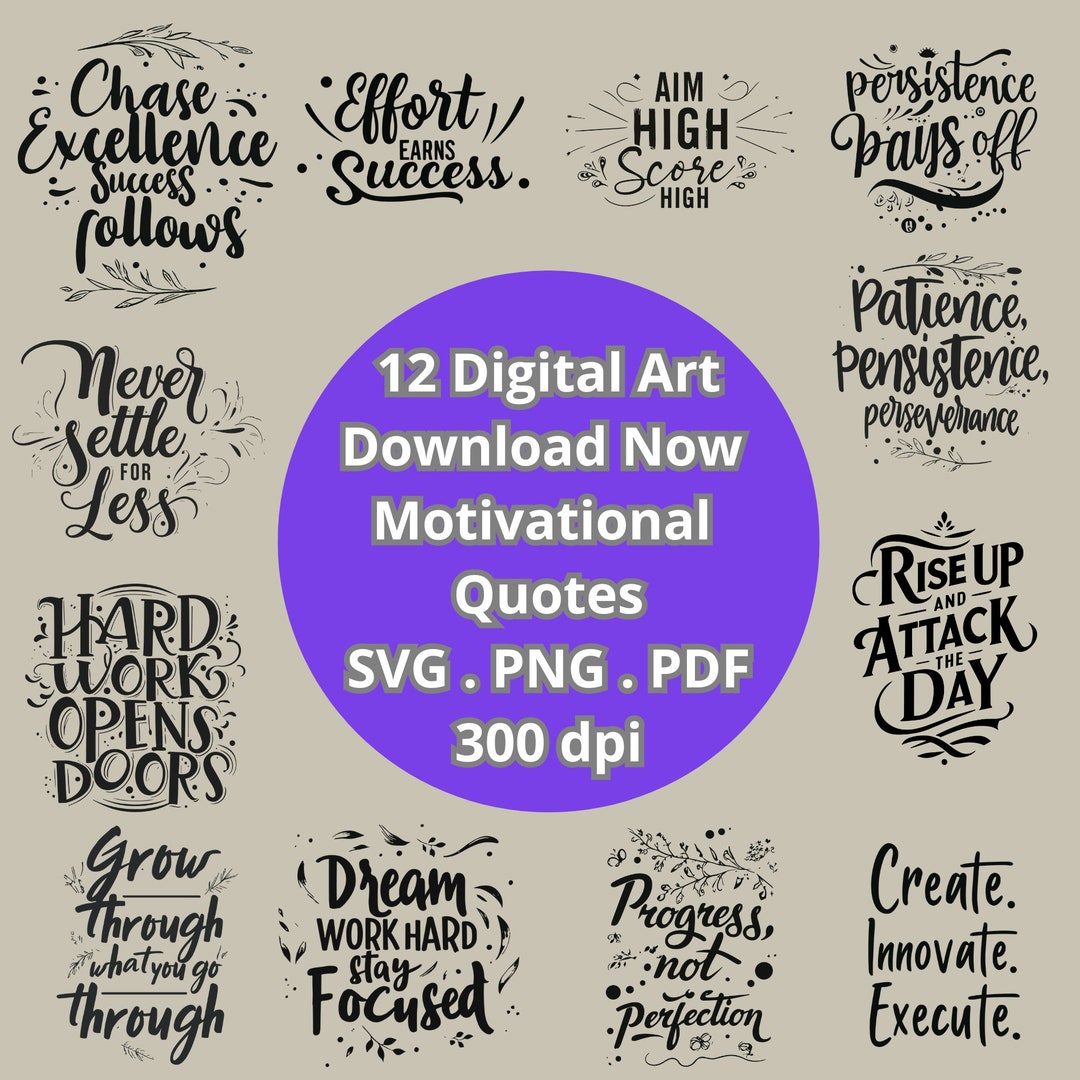 12 Motivational Quotes Svg | Bundle Quotes Png | Inspirational Quotes ...