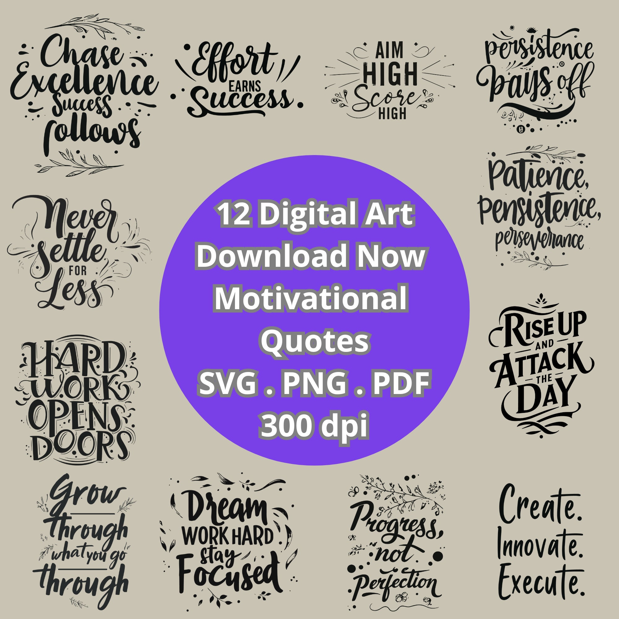 12 Motivational Quotes Svg Bundle Quotes Png Inspirational Quotes Quote ...