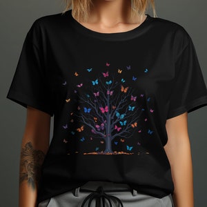 Butterfly Tree Svg | Colorful Butterflies Svg | Bare Tree With ...