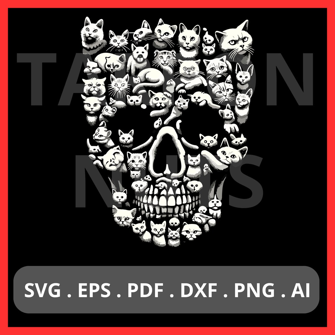 Cat Skull Svg Feline Skull Svg Feline Graphic Design Cats Forming Skull ...