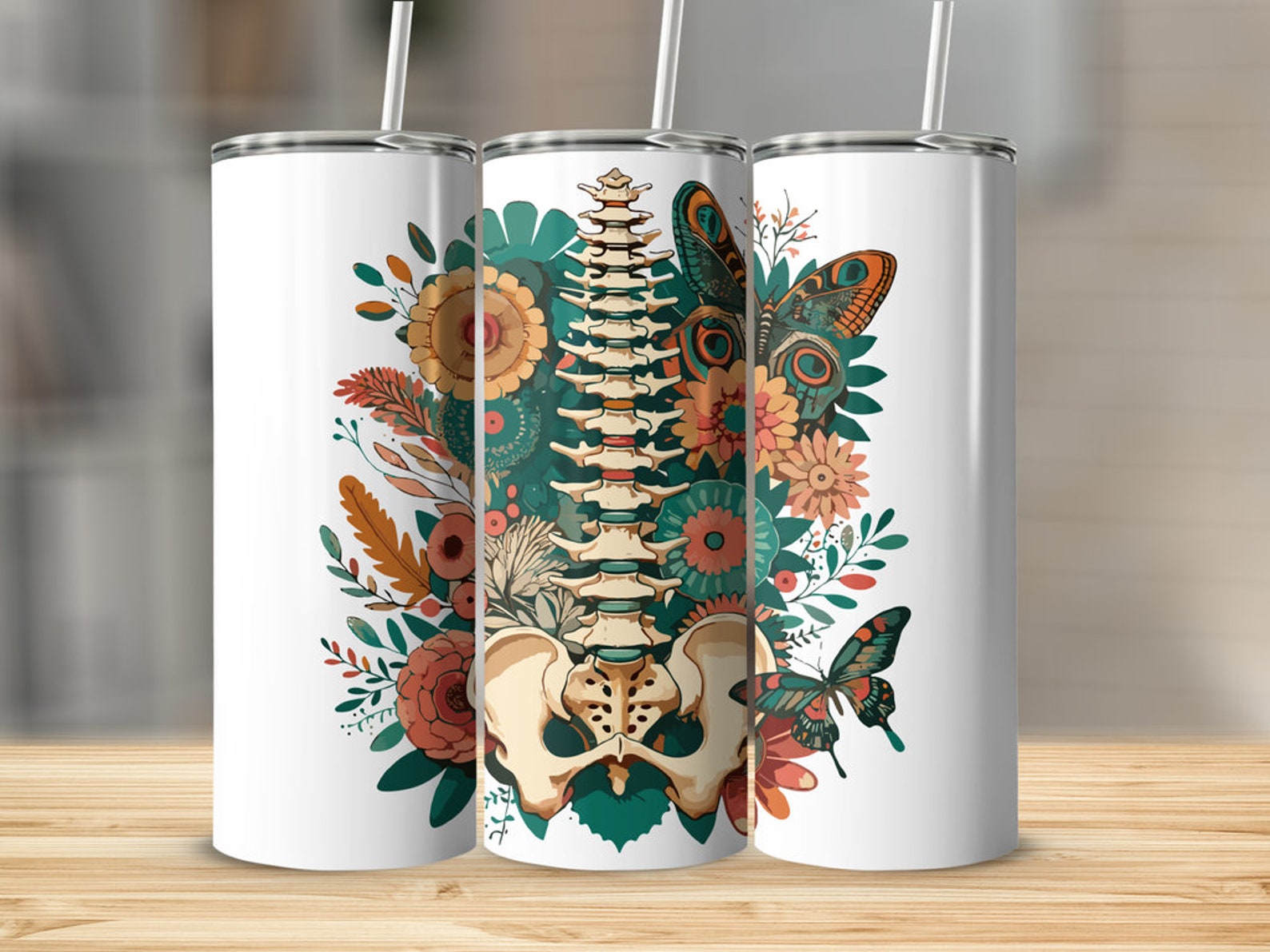 Floral Spinal Column Svg | Human Spine Svg | Medical Art | Butterfly and Spine Art | Botanical ...