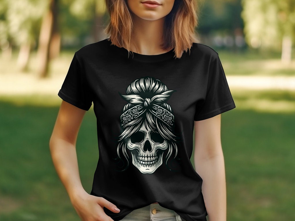 Feminine Skull Svg | Messy Bun Skull Svg | Skull Mom Svg | Skull ...