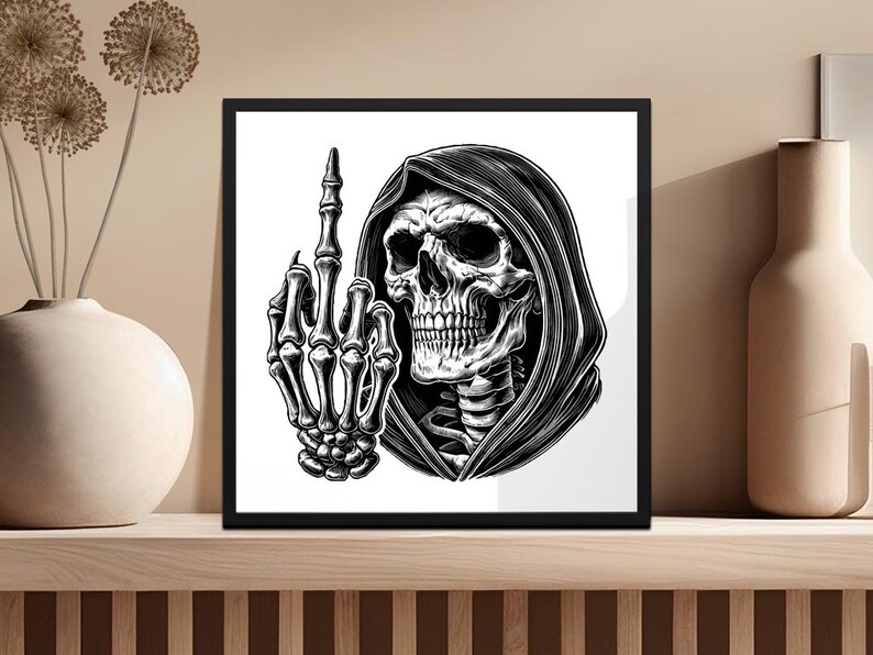 Reaper With Middle Finger Svg | Skull Svg | Grim Reaper Svg | Skeleton ...