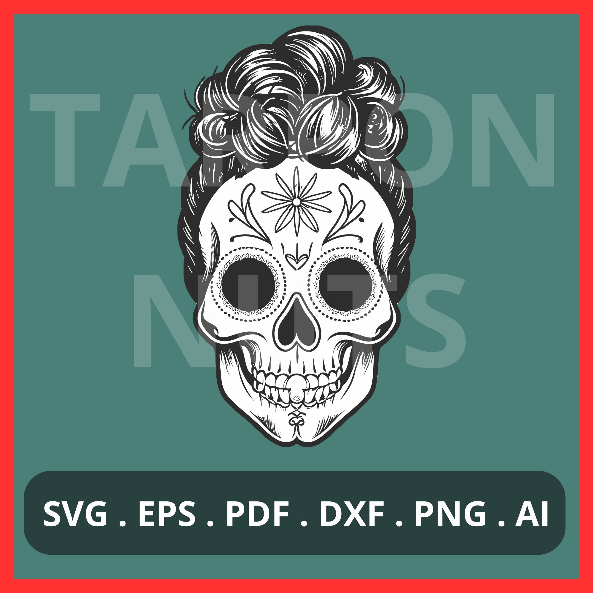 Female Skull Svg Female Skull Vector Decorative Skull Sugar Skull ...