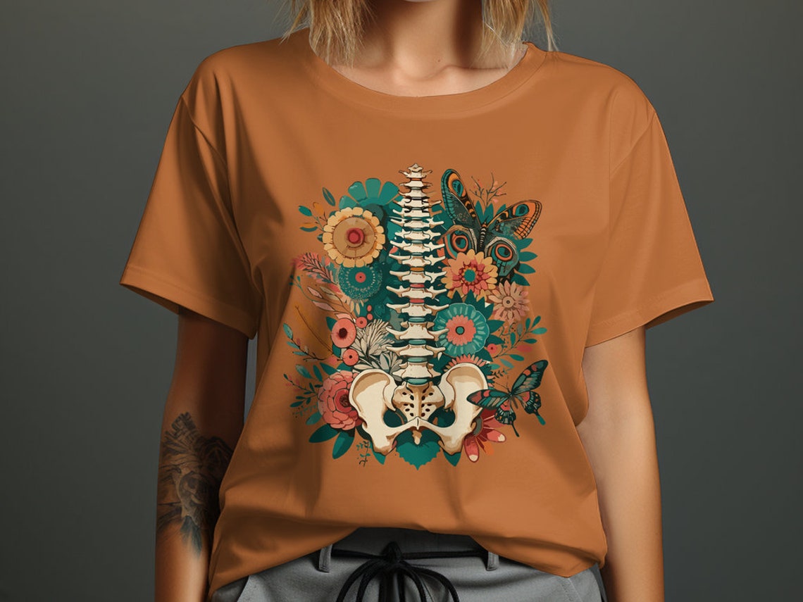 Floral Spinal Column Svg | Human Spine Svg | Medical Art | Butterfly ...