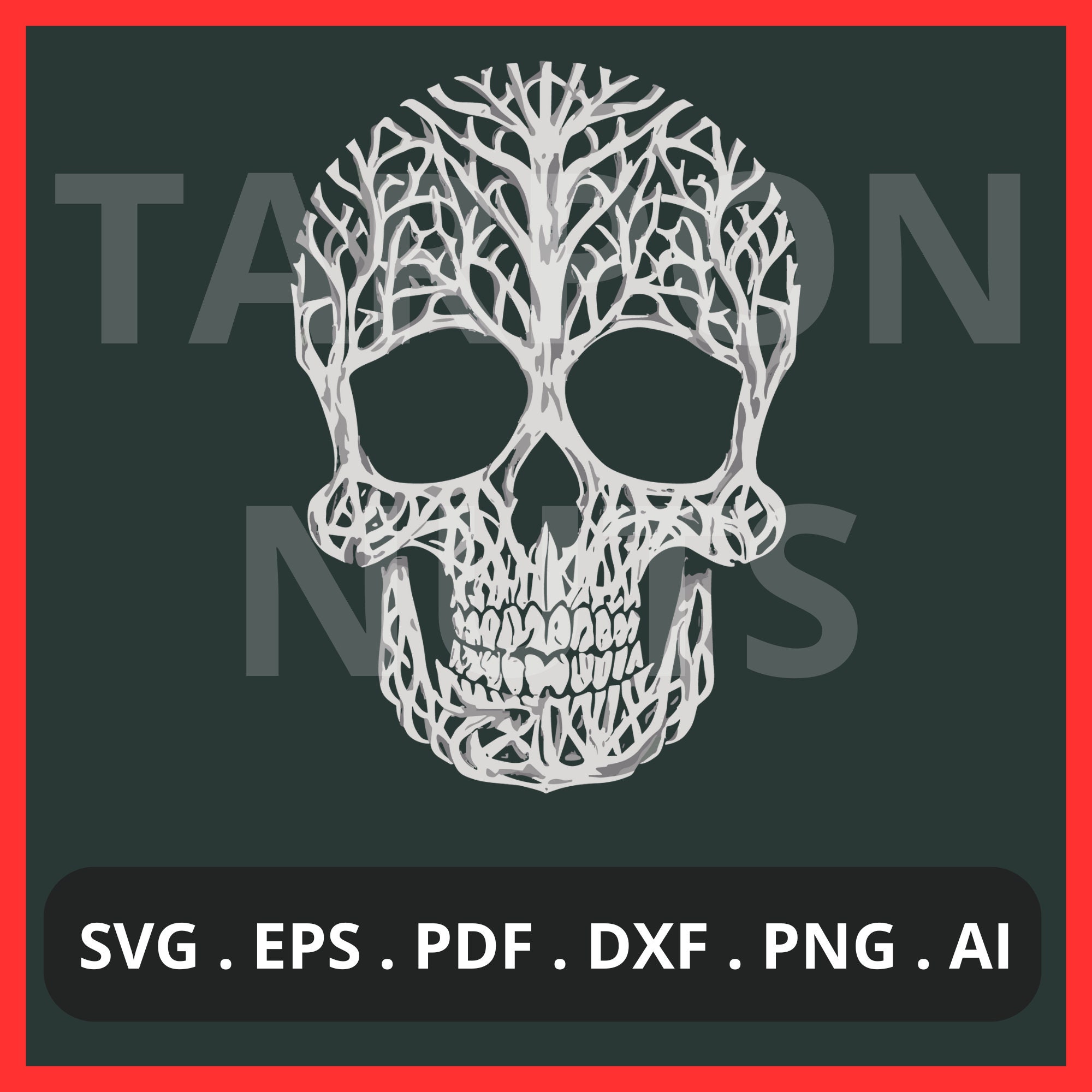 Tree Branch Skull Svg | Nature Inspired Skull | Skull Vector Art ...